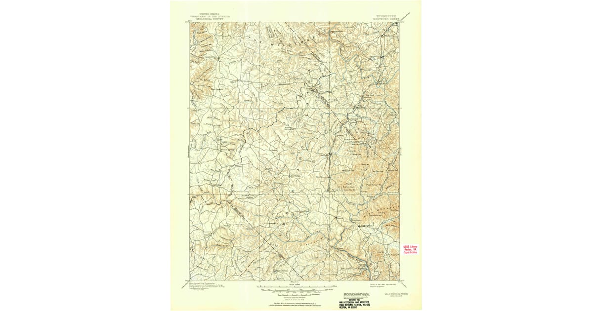 1896 Map of Wartburg, TN — High-Res, 1950 Print | Pastmaps
