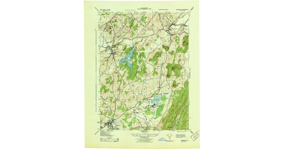 1943 Map of Warwick, Orange County, NY — High-Res | Pastmaps