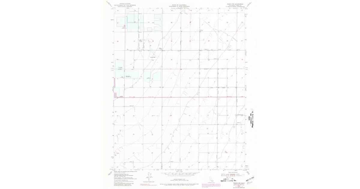 1953 Map of Wasco NW, Kern County, CA — High-Res, 1981 Print | Pastmaps