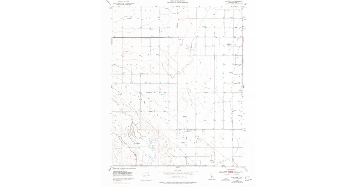 1953 Map of Wasco SW, Kern County, CA — High-Res, 1977 Print | Pastmaps