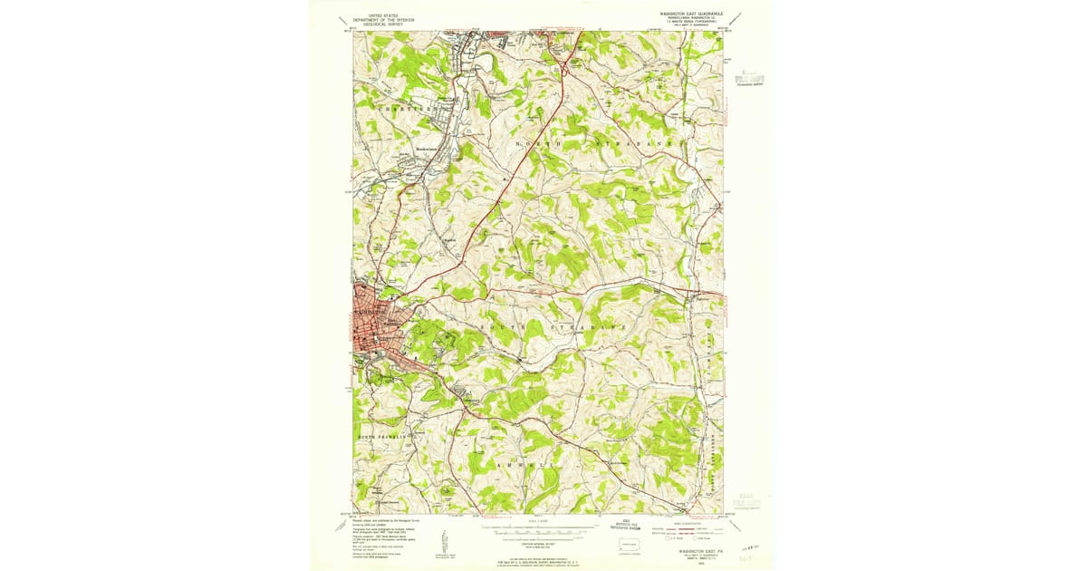 1953 Map of Washington East, Washington County, PA — High-Res | Pastmaps