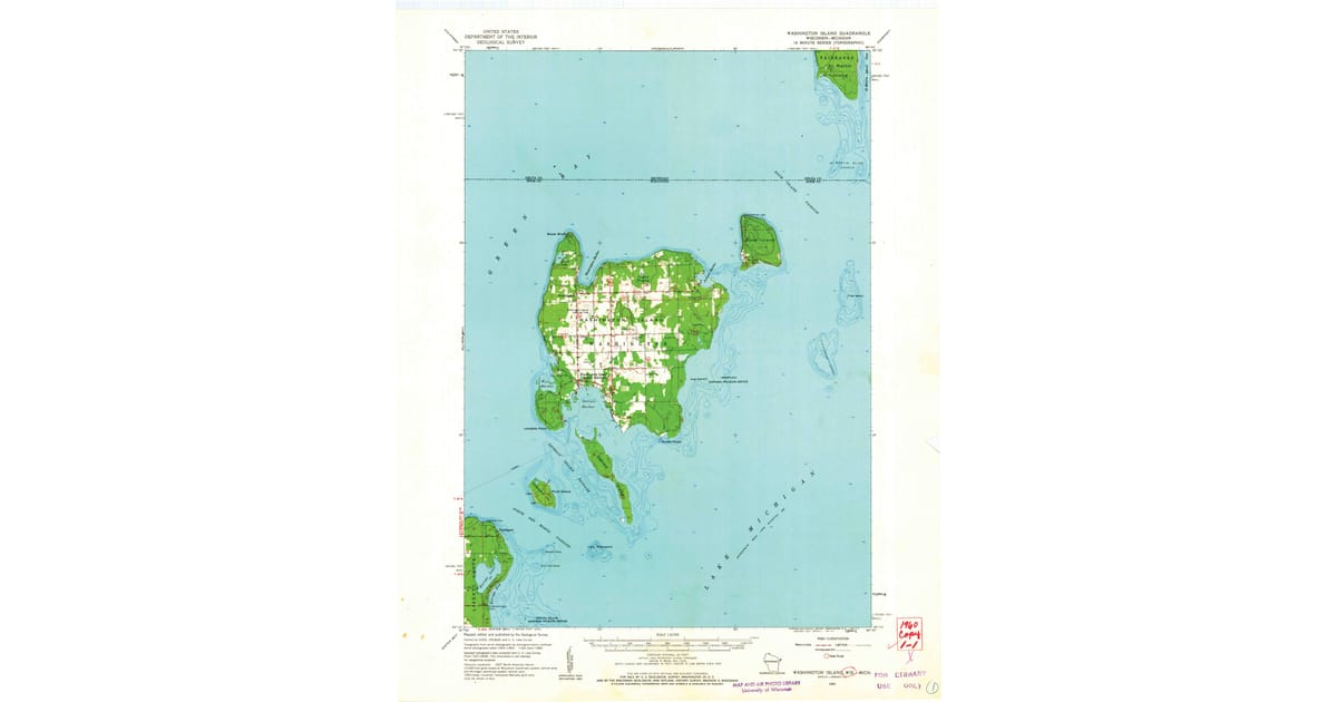 1960 Map of Washington Island, Door County, WI — High-Res | Pastmaps