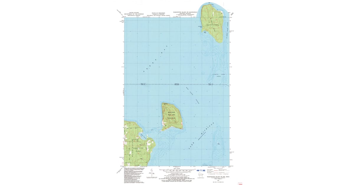 1982 Map of Washington Island NE, Door County, WI — High-Res | Pastmaps