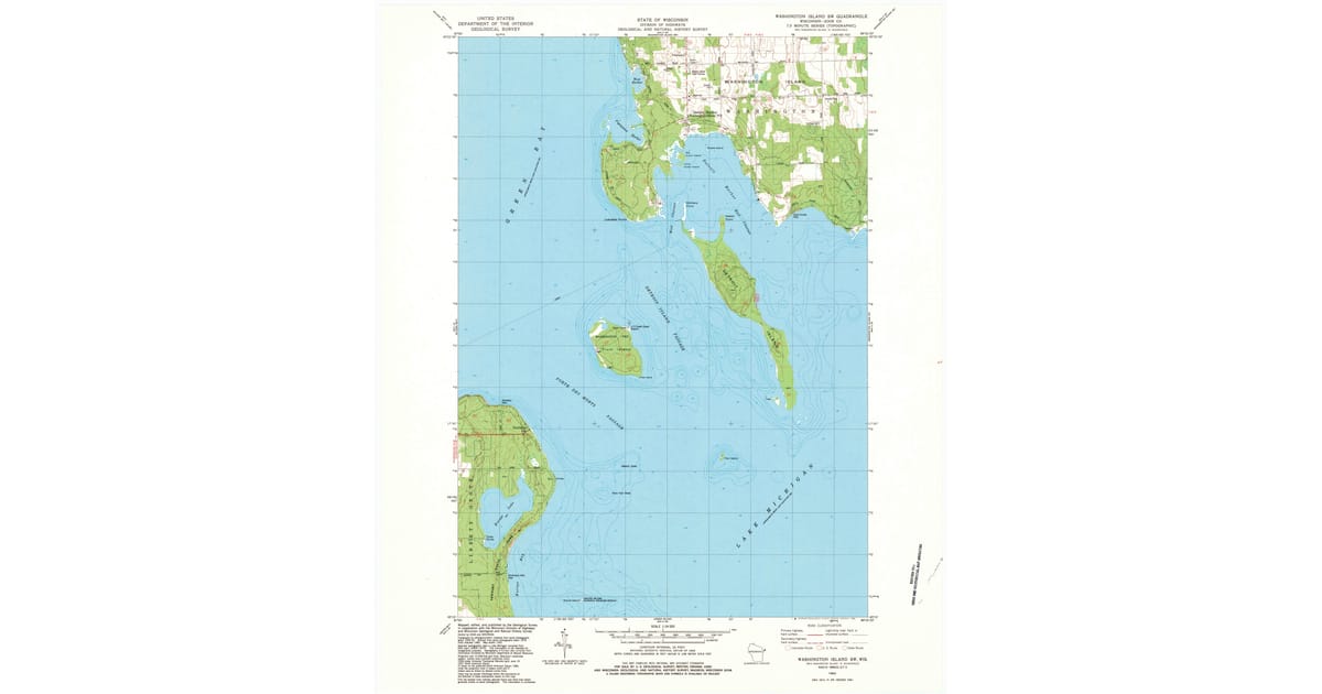 1982 Map of Washington Island SW, Door County, WI — High-Res | Pastmaps
