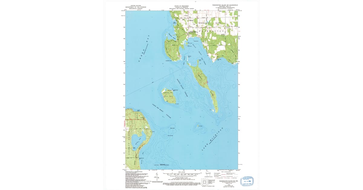 1982 Map of Washington Island SW, Door County, WI — High-Res, 1994 ...
