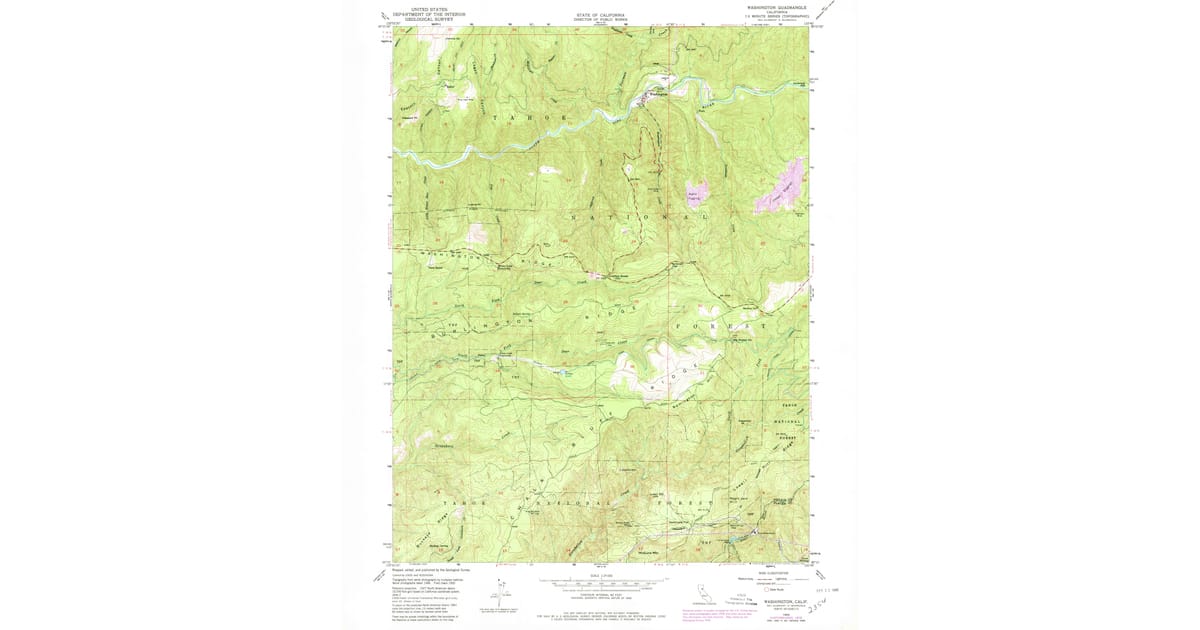 1950 Map of Washington, CA — High-Res, 1980 Print | Pastmaps