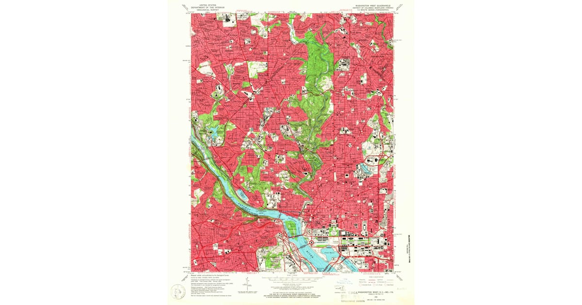 1965 Map of Washington West, District of Columbia — High-Res | Pastmaps
