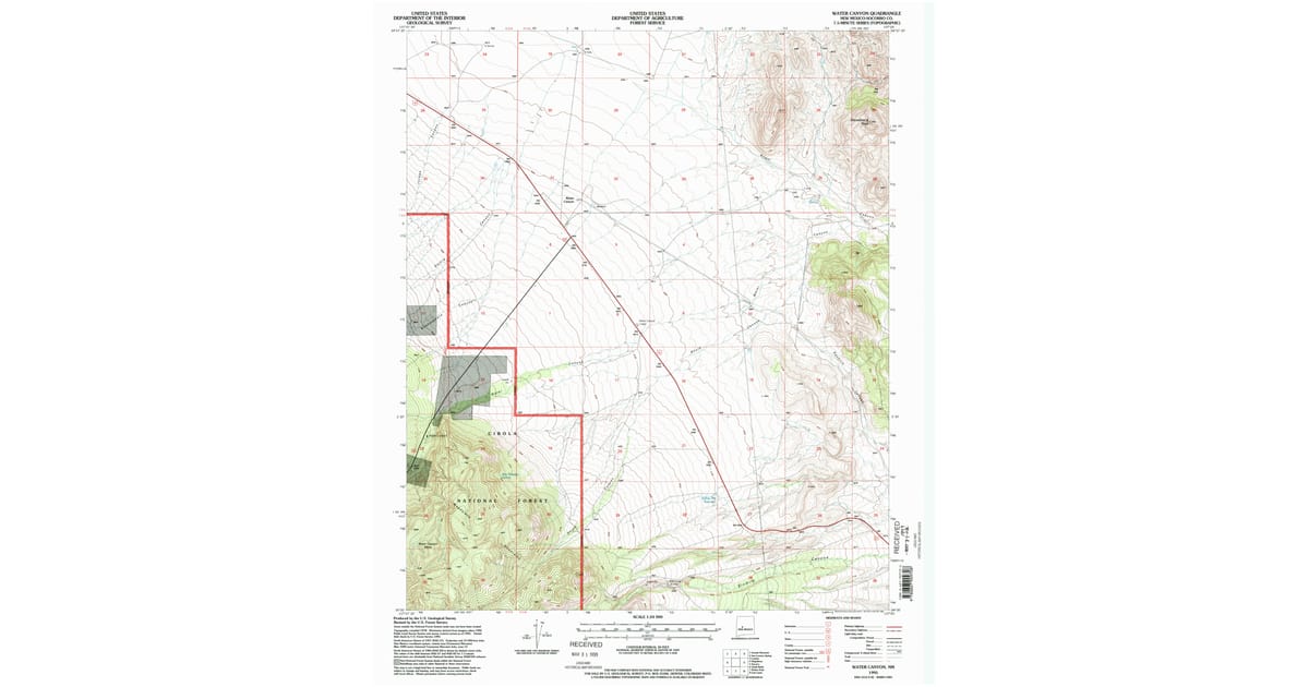 1995 Map of Water Canyon, Socorro County, NM — High-Res | Pastmaps