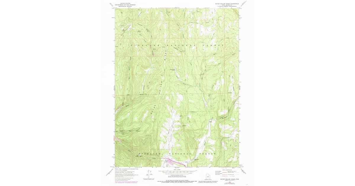 1966 Map of Water Hollow Ridge, Sevier County, UT — High-Res, 1985 ...