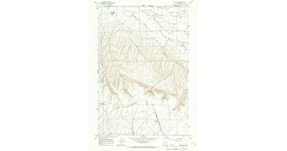 1966 Map of Waterman, Umatilla County, OR — High-Res | Pastmaps
