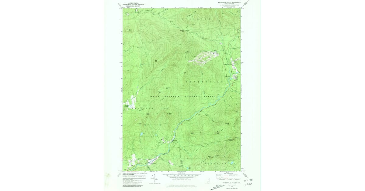 1980 Map of Waterville Valley, Grafton County, NH — High-Res | Pastmaps