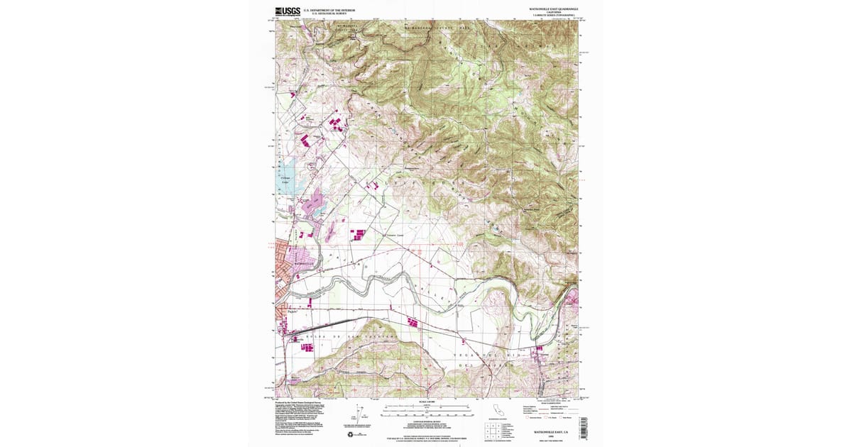 1995 Map of Watsonville East, Santa Cruz County, CA — High-Res | Pastmaps