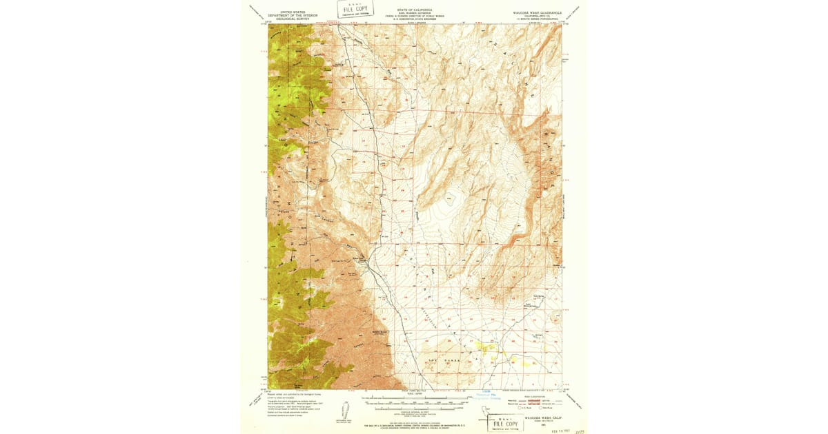 1951 Map of Waucoba Wash, Inyo County, CA — High-Res | Pastmaps