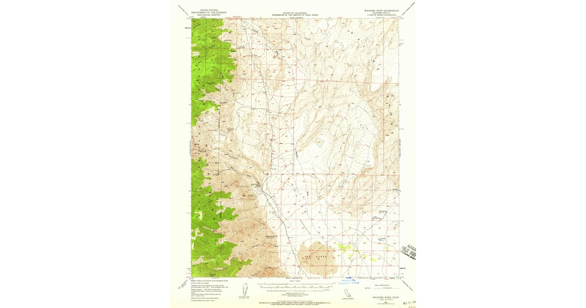 1957 Map of Waucoba Wash, Inyo County, CA — High-Res | Pastmaps