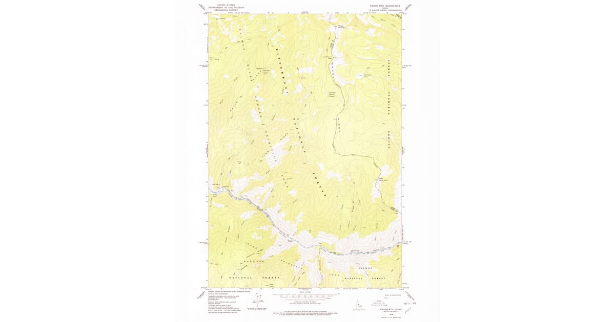 1978 Map of Waugh Mountain, Idaho County, ID — High-Res | Pastmaps