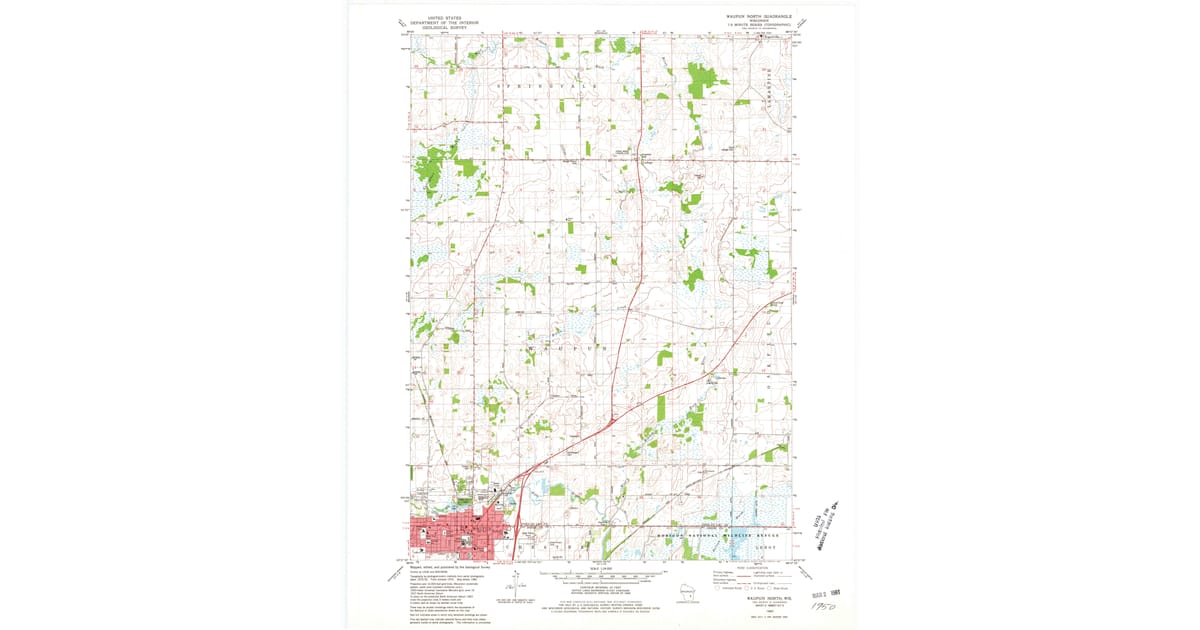 1980 Map of Waupun North, Fond du Lac County, WI — High-Res | Pastmaps