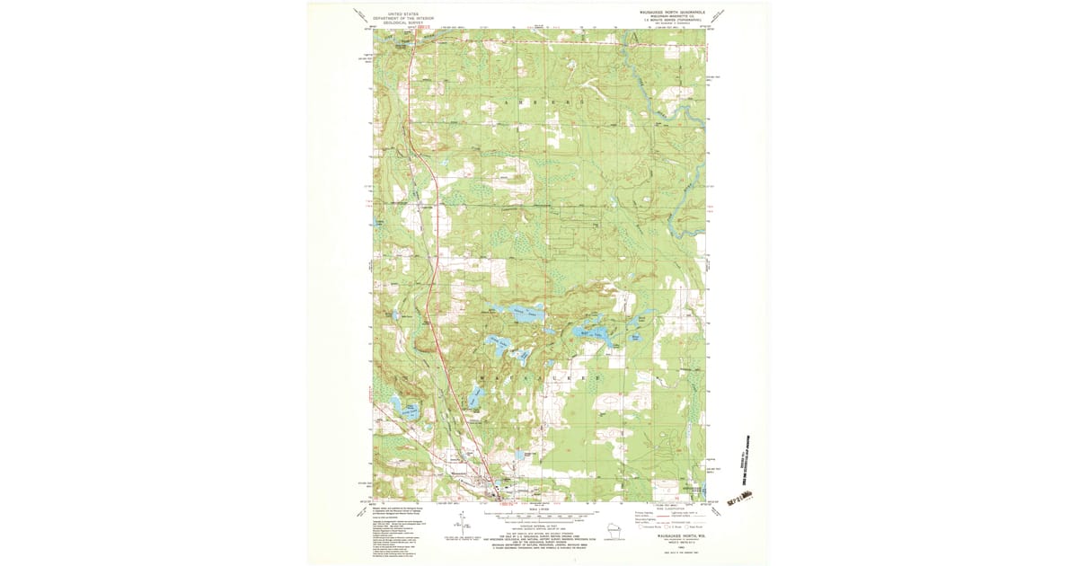 1982 Map of Wausaukee North, Marinette County, WI — High-Res | Pastmaps