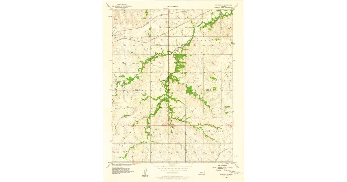 1957 Map of Waverly NW, Osage County, KS — High-Res | Pastmaps