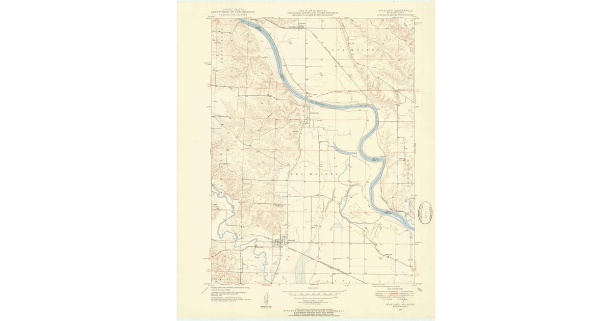 1949 Map of Wayland, MO — High-Res, 1954 Print #2 | Pastmaps