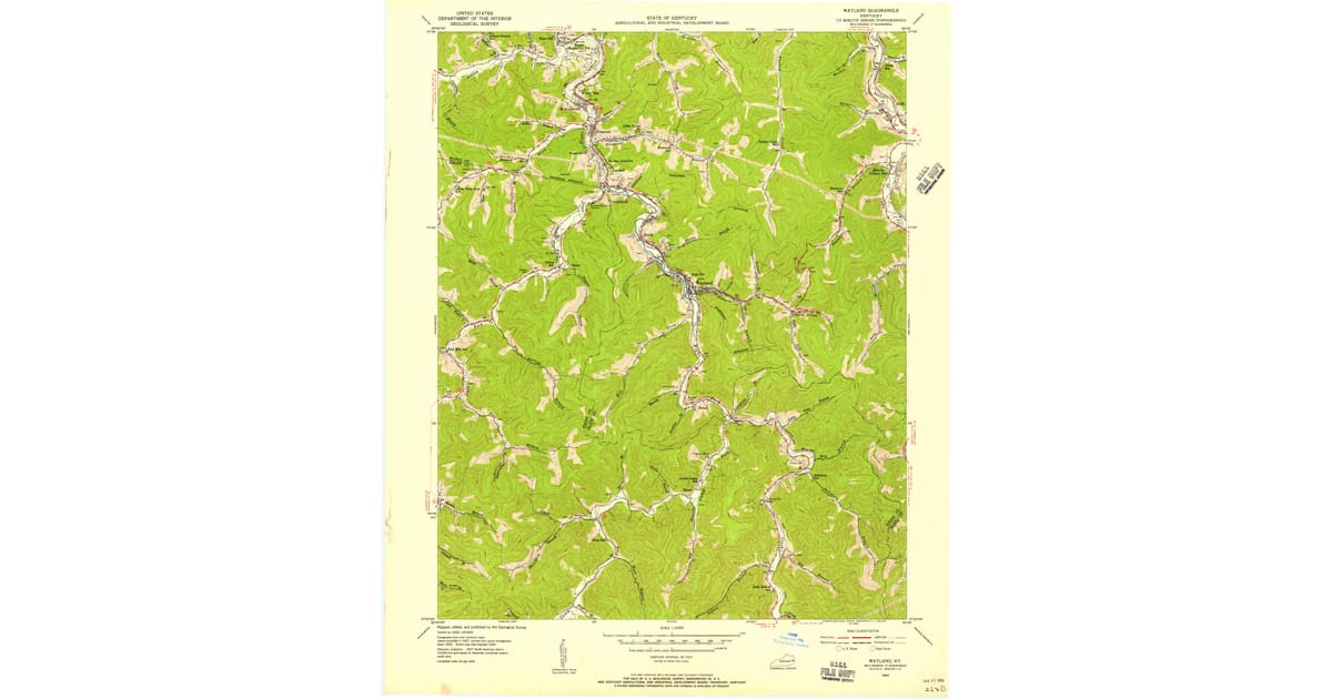 1954 Map of Wayland, KY — High-Res | Pastmaps