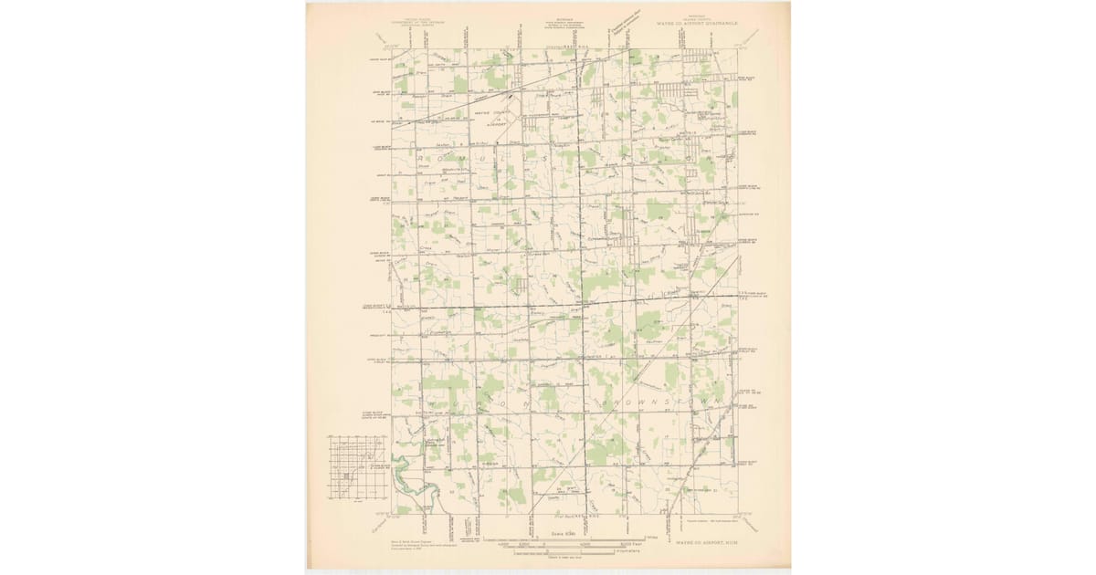 1936 Map of Wayne Co Airport, Wayne County, MI — High-Res | Pastmaps