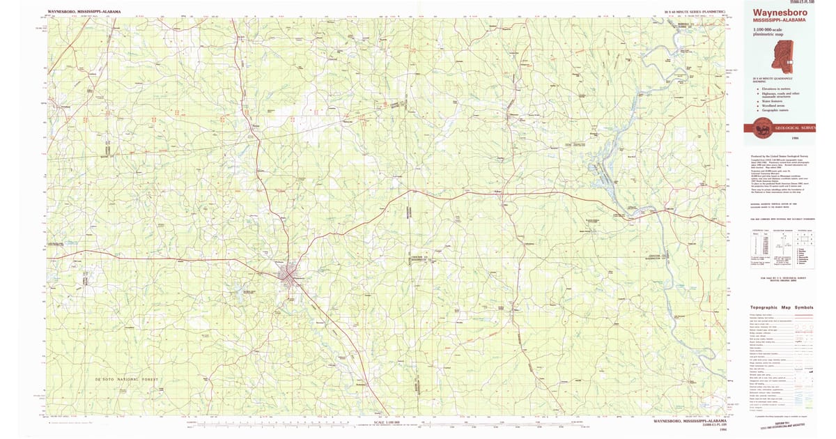 1984 Map of Waynesboro, MS — High-Res | Pastmaps