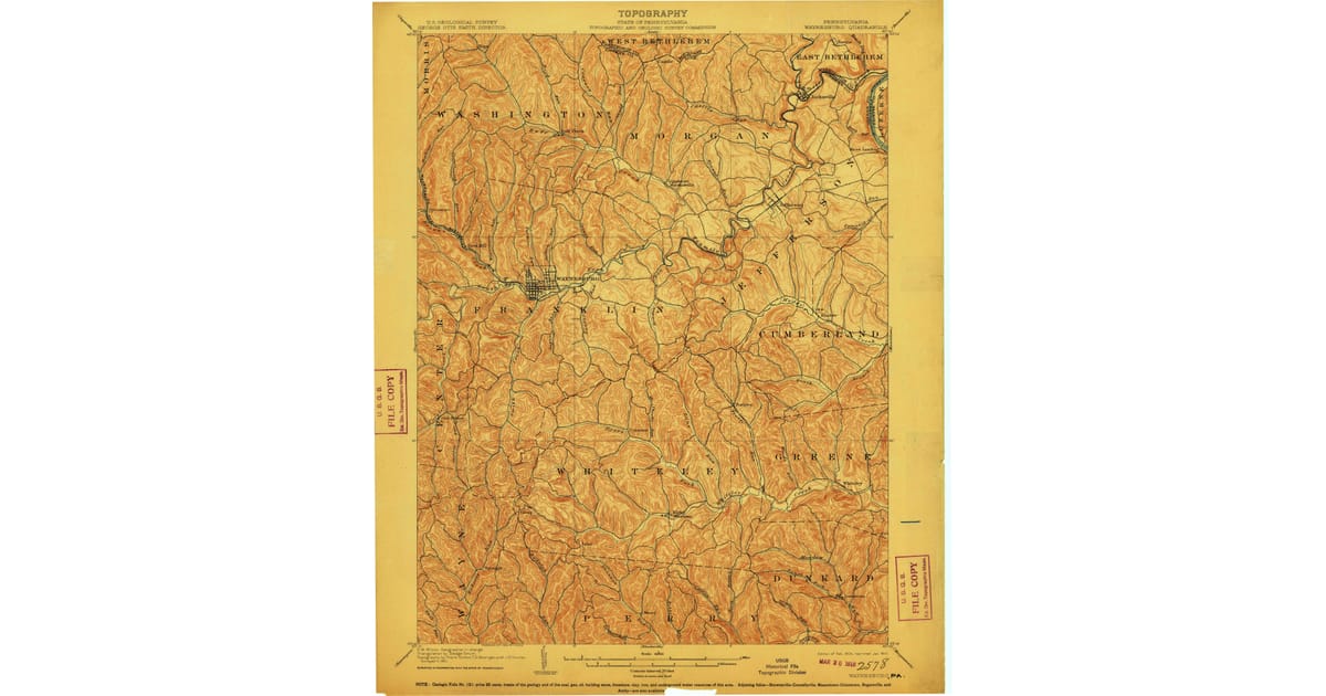 1904 Map of Waynesburg, PA — High-Res, 1910 Print | Pastmaps