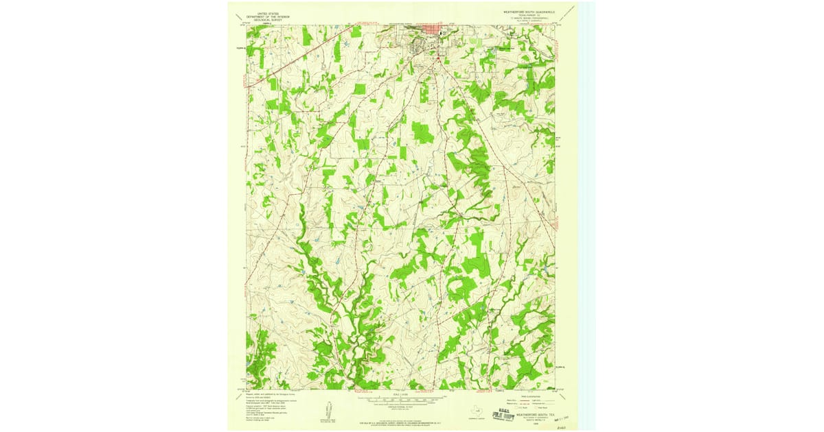1959 Map of Weatherford South, Parker County, TX — High-Res | Pastmaps