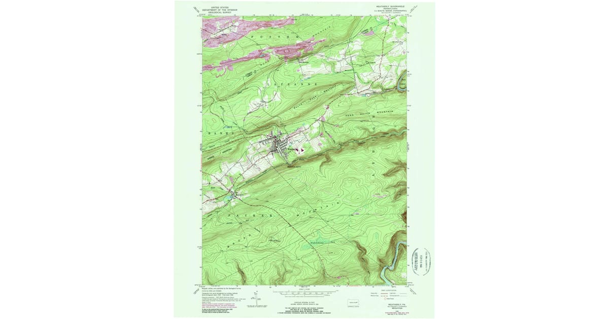 1948 Map of Weatherly, PA — High-Res, 1990 Print #2 | Pastmaps