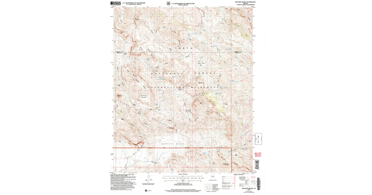 2004 Map of Weavers Needle, Pinal County, AZ — High-Res | Pastmaps