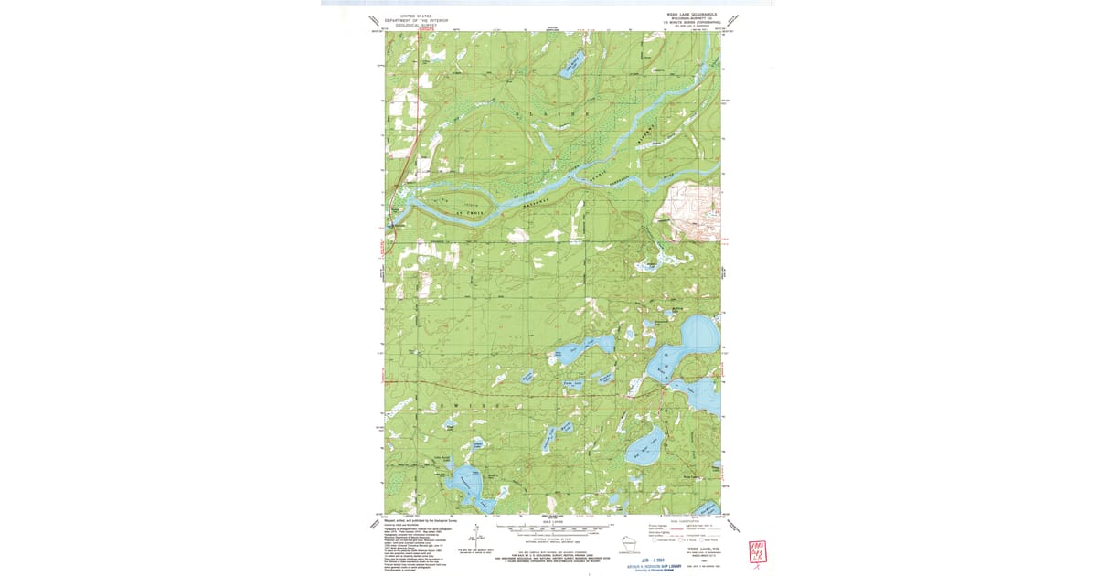 1983 Map of Webb Lake, Burnett County, WI — High-Res | Pastmaps