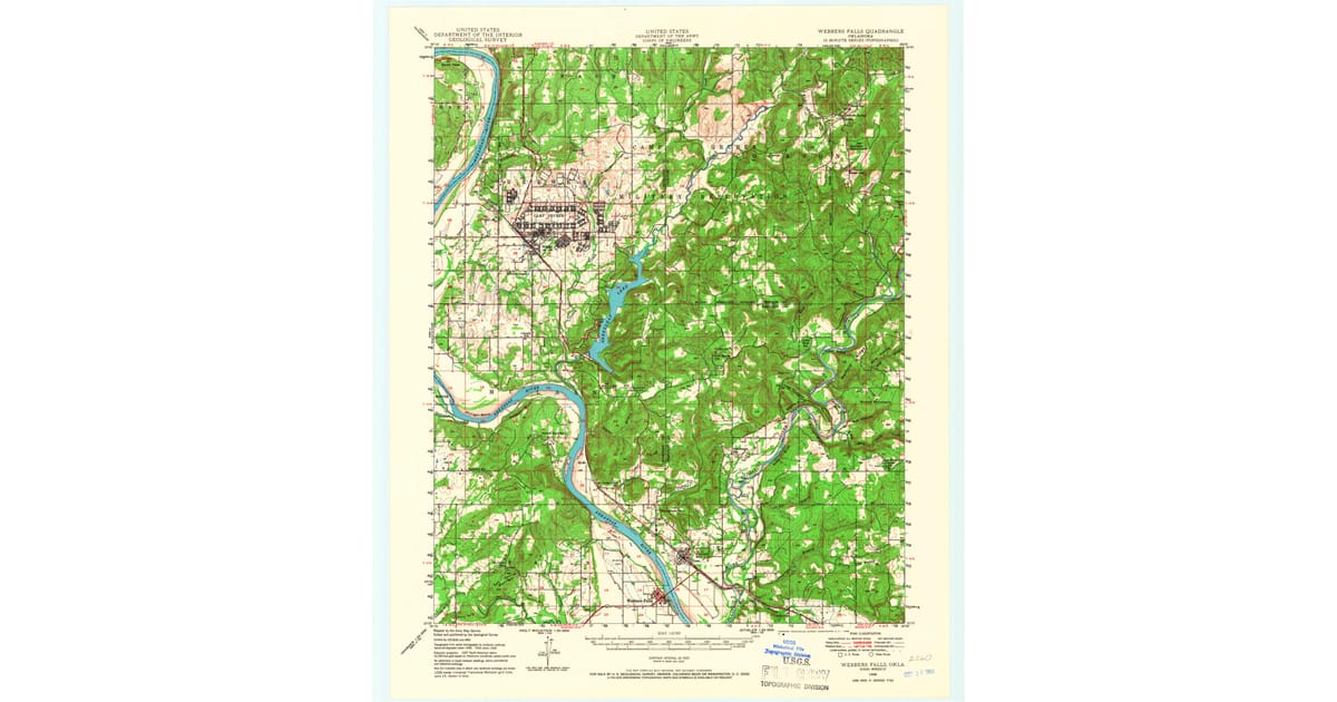 1948 Map of Webbers Falls, OK — High-Res | Pastmaps