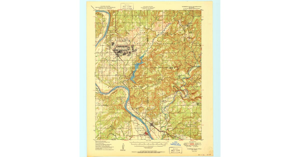 1950 Map of Webbers Falls, OK — High-Res | Pastmaps