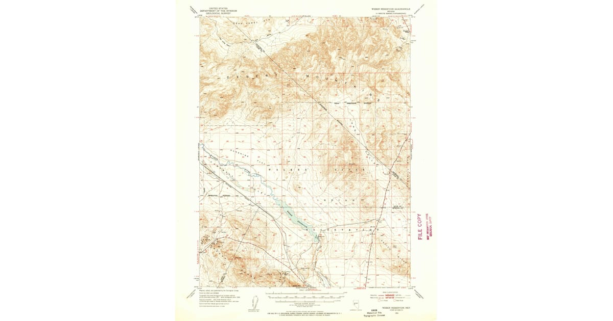 1951 Map of Weber Reservoir, Lyon County, NV — High-Res | Pastmaps