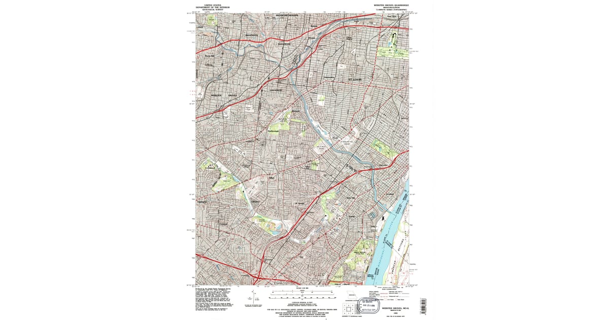 1993 Map of Webster Groves, MO — High-Res | Pastmaps