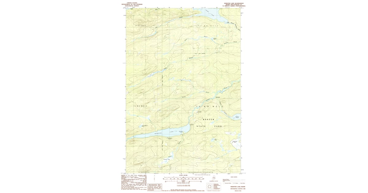 1988 Map of Webster Lake, Piscataquis County, ME — High-Res | Pastmaps