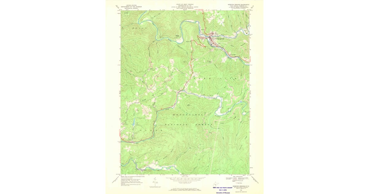 1966 Map of Webster Springs, Webster County, WV — High-Res | Pastmaps