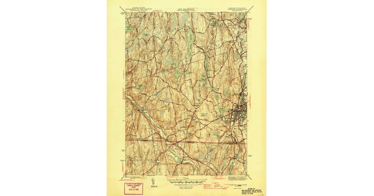 1945 Map of Webster, Worcester County, MA — High-Res | Pastmaps