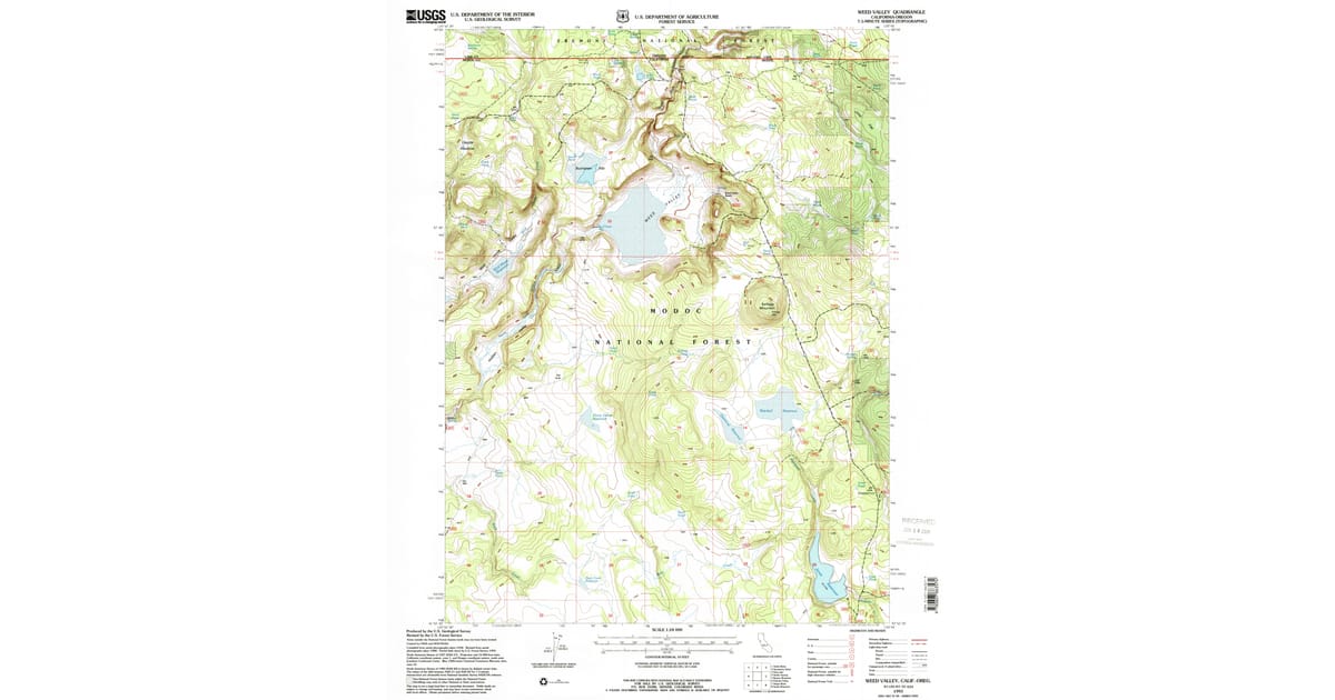 1993 Map of Weed Valley, Modoc County, CA — High-Res | Pastmaps