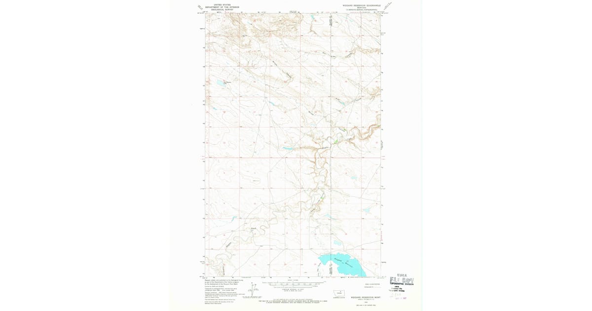 1964 Map of Weigand Reservoir, Blaine County, MT — High-Res | Pastmaps