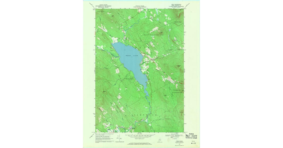 1968 Map of Weld, Franklin County, ME — High-Res, 1971 Print | Pastmaps