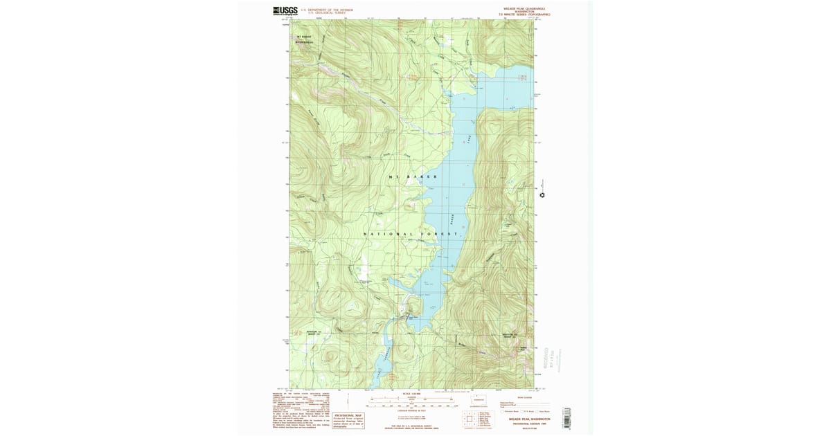 1989 Map of Welker Peak, Whatcom County, WA — High-Res | Pastmaps