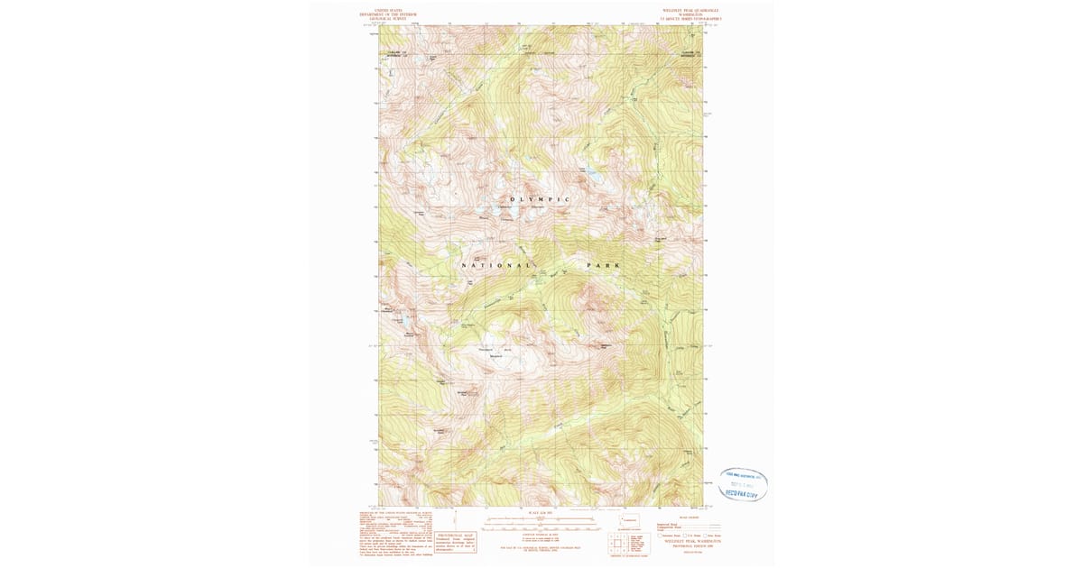 1990 Map of Wellesley Peak, Jefferson County, WA — High-Res | Pastmaps