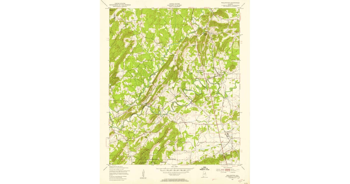 1947 Map of Wellington, Calhoun County, AL — High-Res | Pastmaps