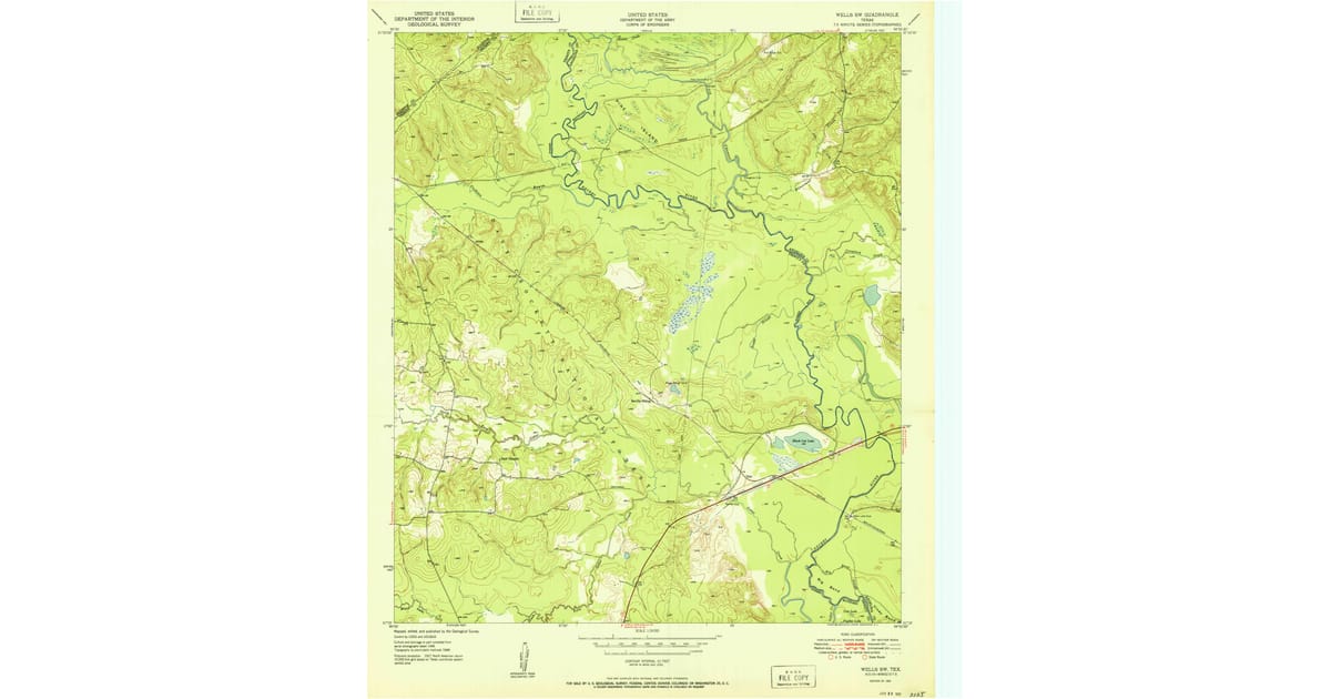 1951 Map of Wells SW, Trinity County, TX — High-Res | Pastmaps