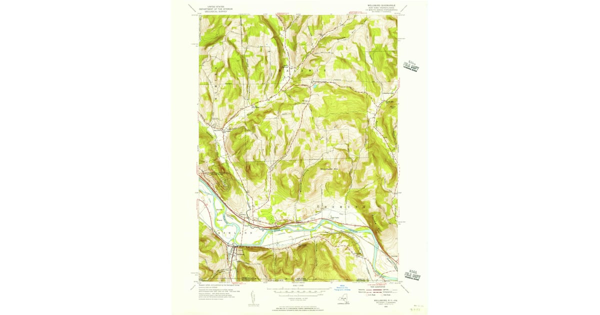 1954 Map of Wellsburg, NY — High-Res | Pastmaps