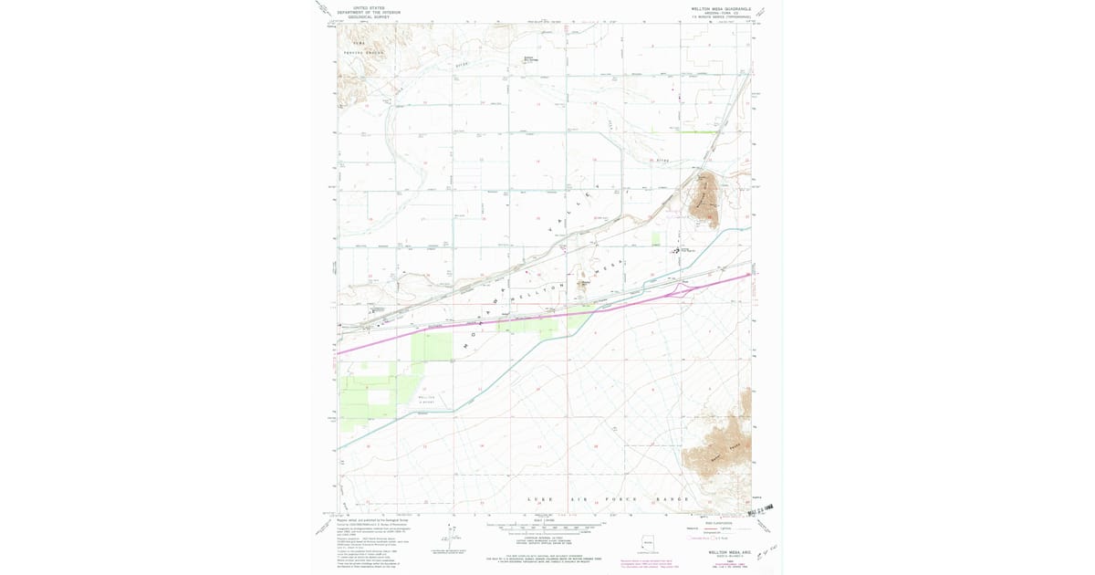 1965 Map of Wellton Mesa, Yuma County, AZ — High-Res, 1982 Print | Pastmaps