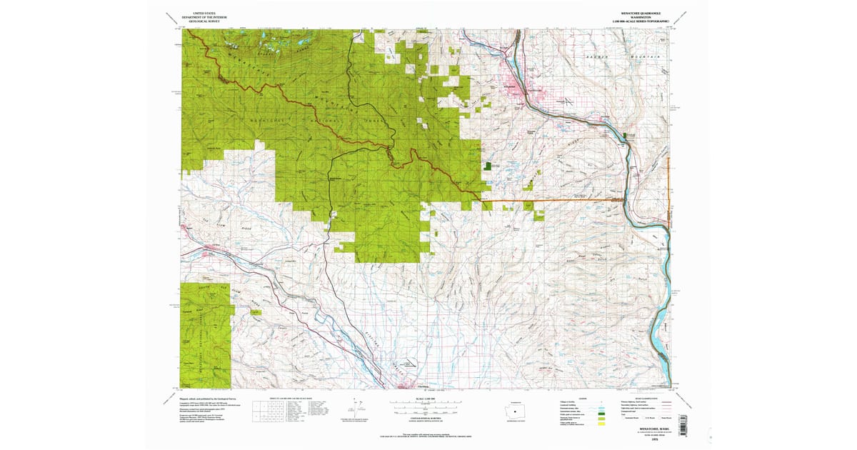 1975 Map of Wenatchee, WA — High-Res | Pastmaps