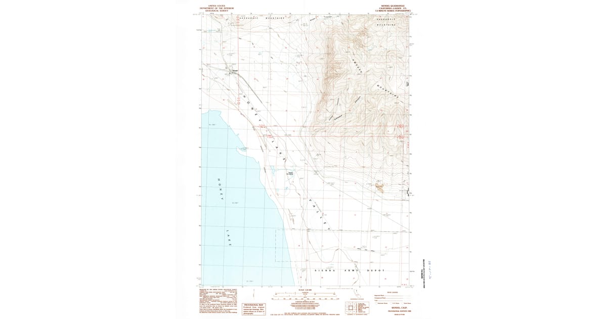 1988 Map of Wendel, Lassen County, CA — High-Res | Pastmaps