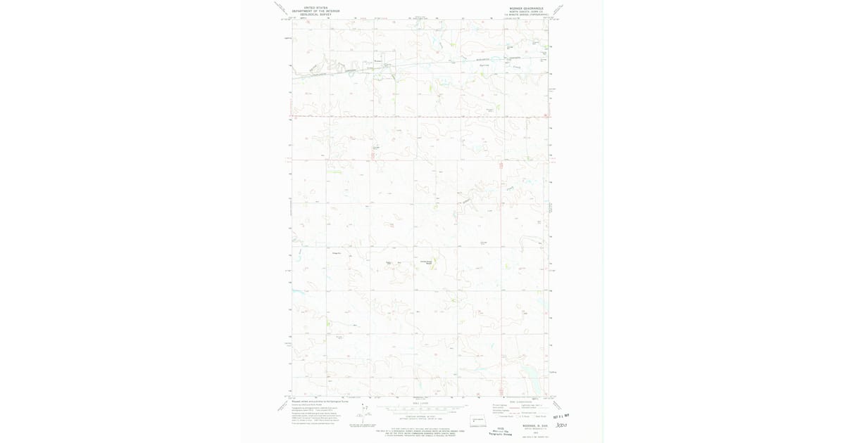 1973 Map of Werner, Dunn County, ND — High-Res | Pastmaps